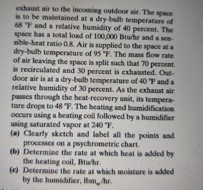 Solved 8.13 A heating/humidifying system with heat recovery | Chegg.com