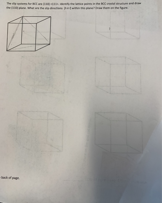 Solved The slip systems for BCC are (110) . Identify | Chegg.com