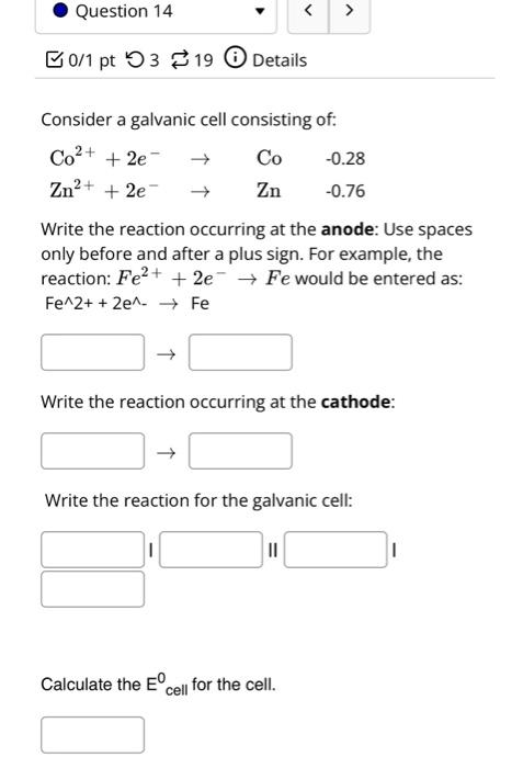 Solved Consider a galvanic cell consisting of: | Chegg.com