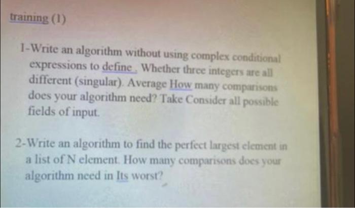 Solved I-Write an algorithm without using complex | Chegg.com