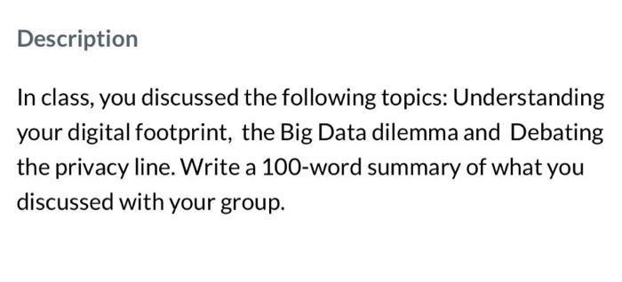 Description Submit your 100-word reflection on how | Chegg.com