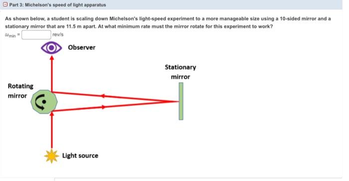 Solved As shown below, a student is scaling down Michelson's | Chegg.com