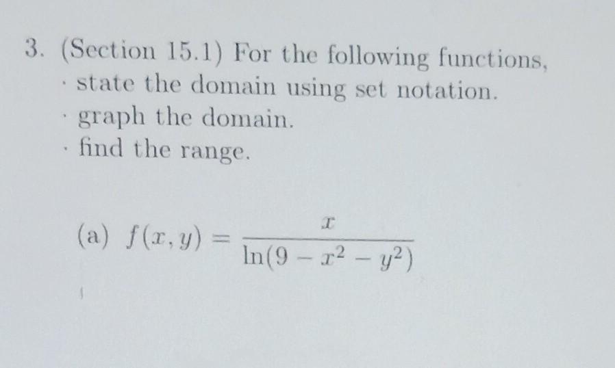 Solved 3. (Section 15.1) For the following functions, - | Chegg.com