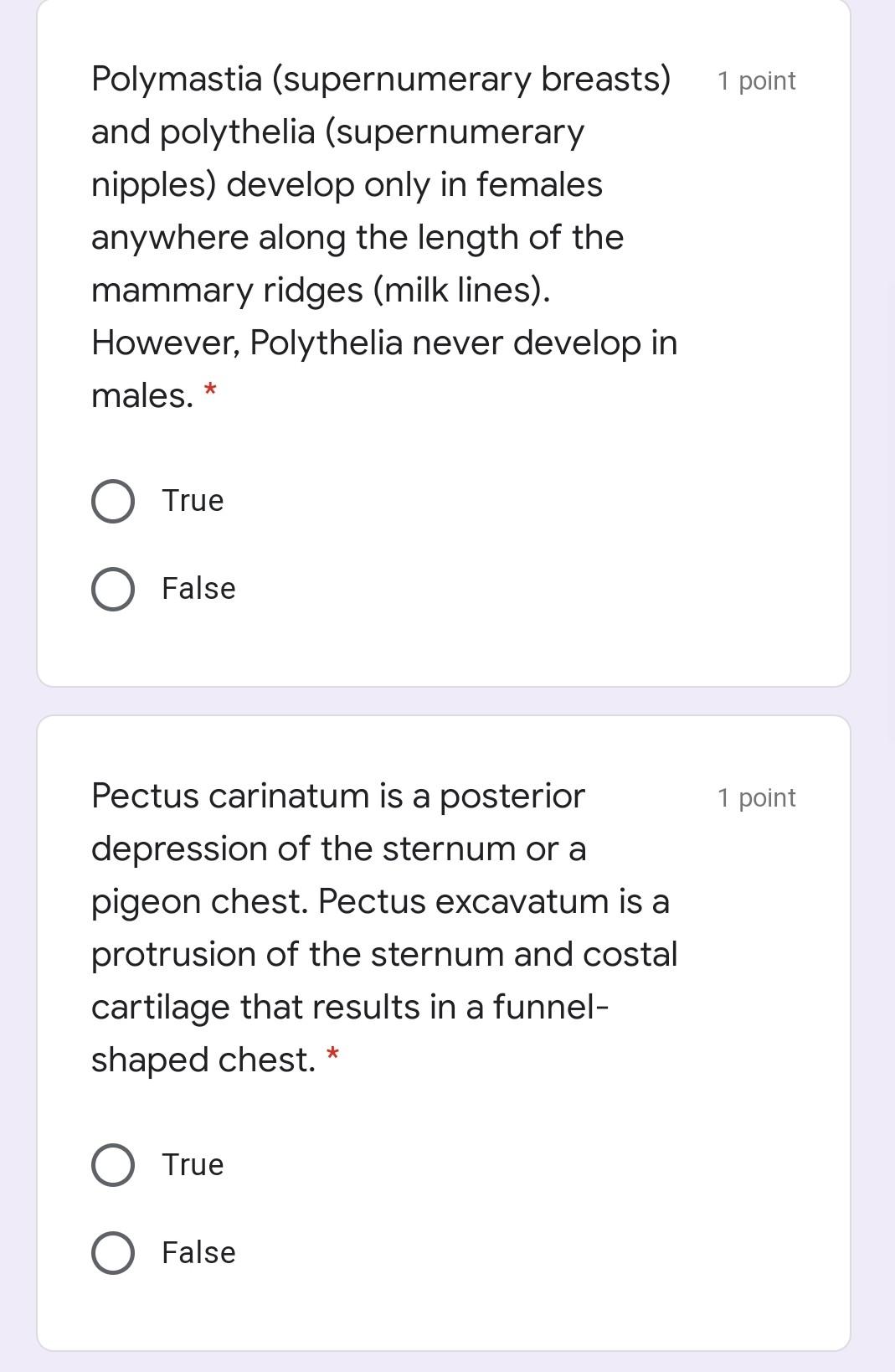 Solved 1 point Polymastia (supernumerary breasts) and | Chegg.com