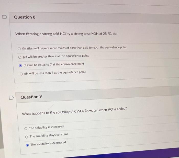 Solved When titrating a strong acid HCl by a strong base KOH | Chegg.com