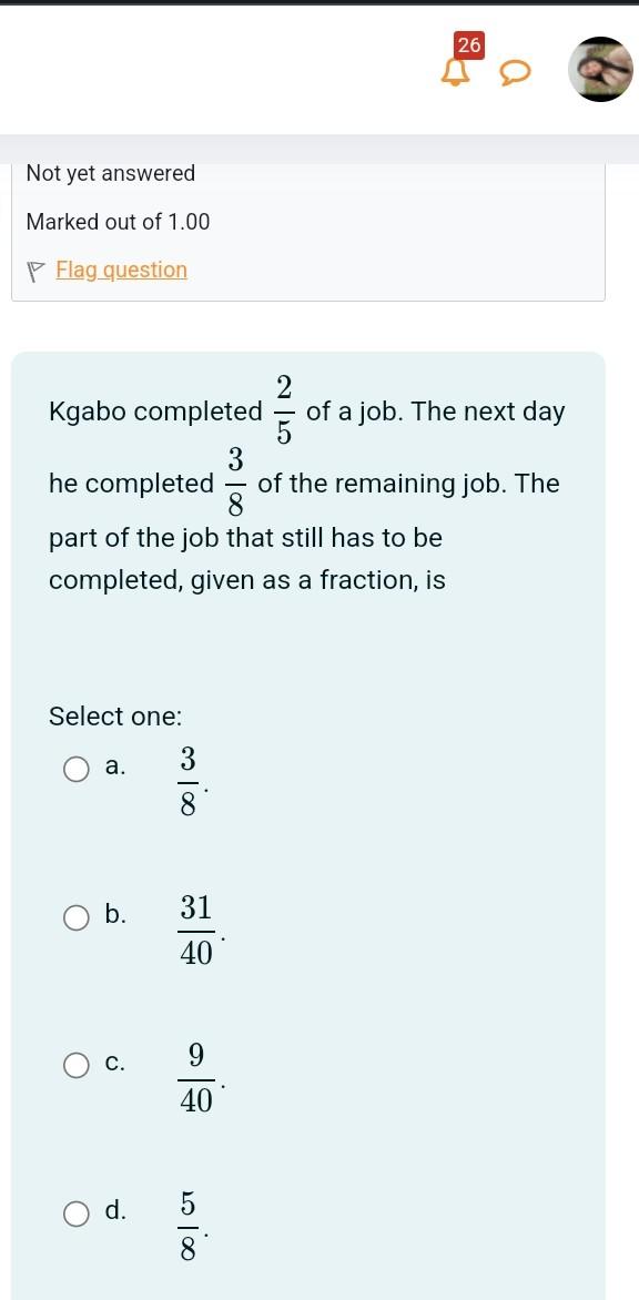 Solved Kgabo completed 52 of a job. The next day he | Chegg.com