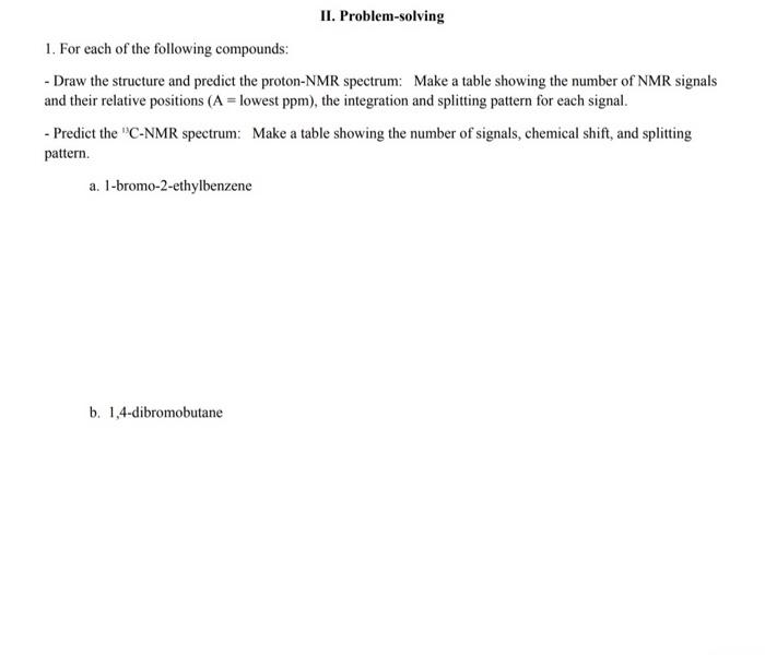 Solved II. Problem-solving 1. For each of the following | Chegg.com