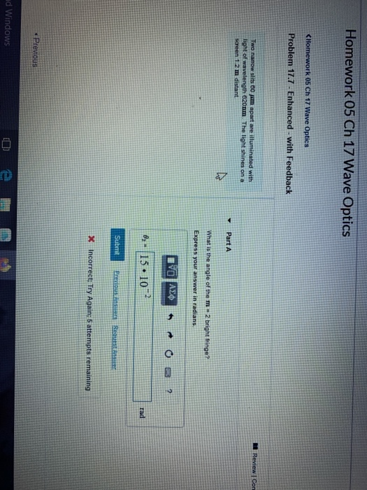 Solved Homework 05 Ch 17 Wave Optics | Chegg.com