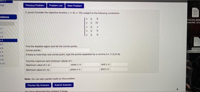 Solved ings Next Problem Previous Problem Probler List | Chegg.com
