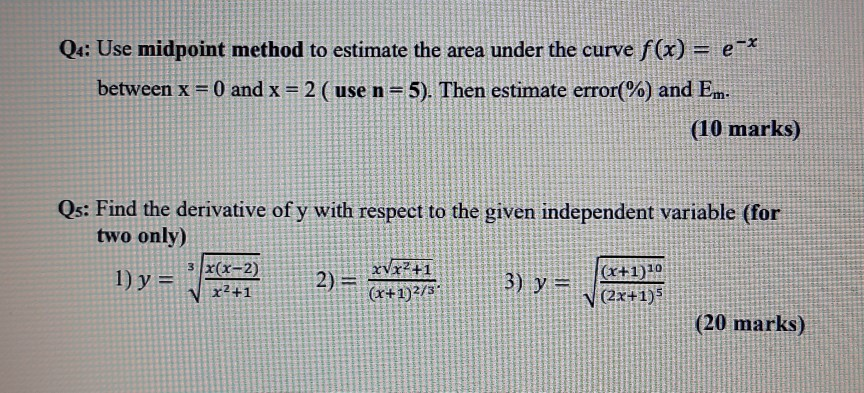 Solved Q4: Use midpoint method to estimate the area under | Chegg.com