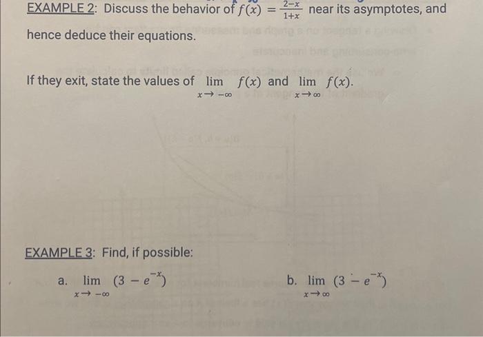 Solved EXAMPLE 2: Discuss the behavior of f(x)=1+x2−x near | Chegg.com