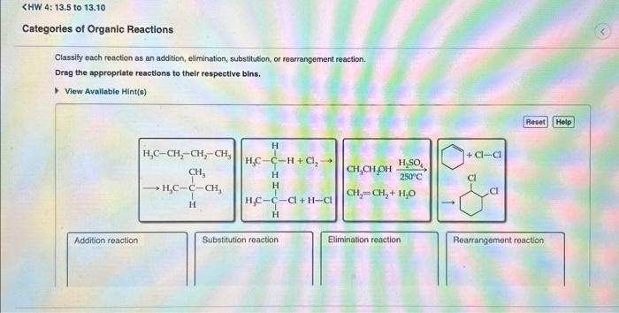 Solved Classity each reaction as an addition, elimination, | Chegg.com