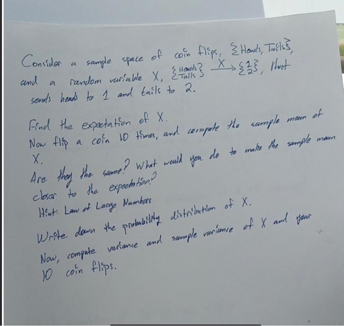 Solved Consider a sample space of coin flips, ¿Heads, | Chegg.com