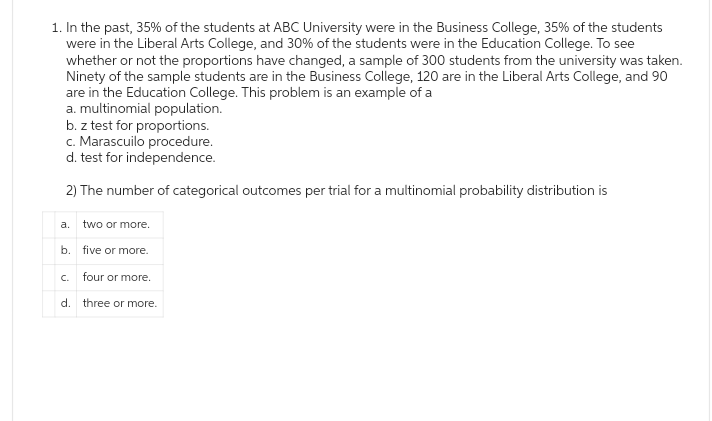 Solved 1. In the past, 35% of the students at ABC University | Chegg.com