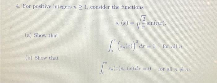 Solved 4. For positive integers n1, consider the functions | Chegg.com