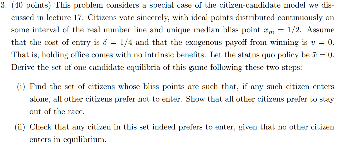 Solved (40 ﻿points) ﻿This problem considers a special case | Chegg.com