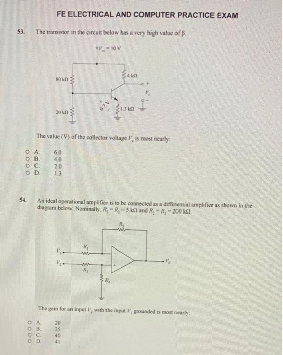 Solved FE ELECTRICAL AND COMPUTER PRACTICE EXAM 55. Wires of | Chegg.com