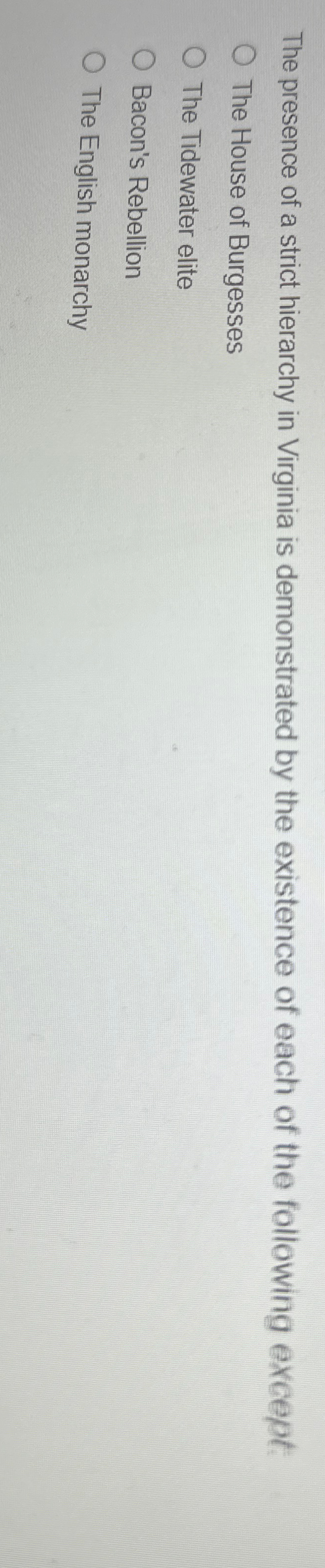 Solved The presence of a strict hierarchy in Virginia is | Chegg.com