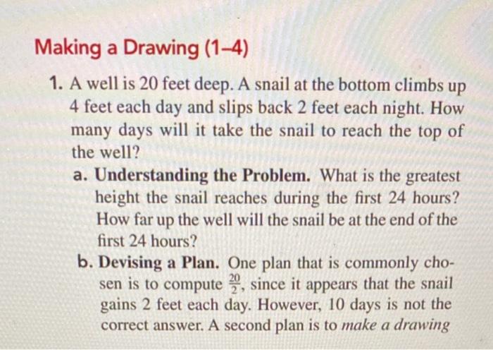 Solved 1. A well is 20 feet deep. A snail at the bottom | Chegg.com