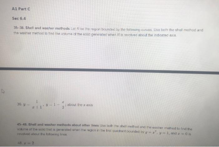 Solved 35-38. Shell and washer methods Lof R be the region | Chegg.com