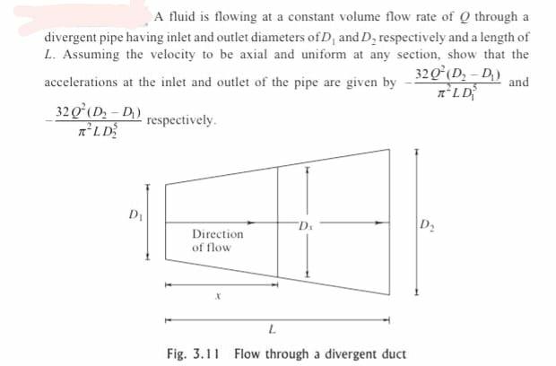 Solved A fluid is flowing at a constant volume flow rate of | Chegg.com