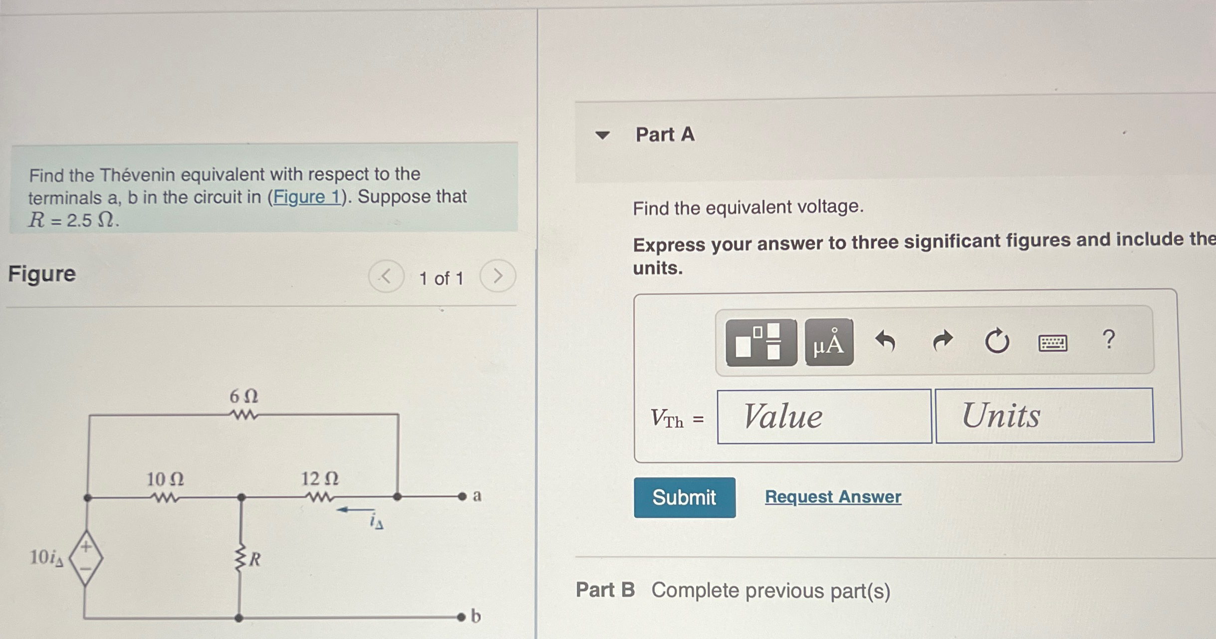 Solved Part AFind the Thévenin equivalent with respect to | Chegg.com