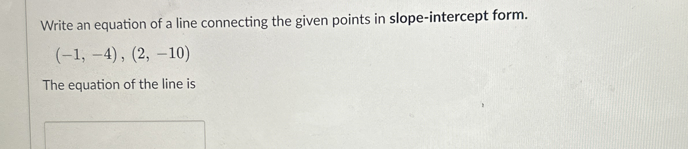 Solved Write an equation of a line connecting the given | Chegg.com