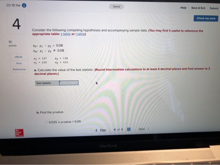 Solved Ch 10 hw Help Save & Exit Submit Check my work | Chegg.com