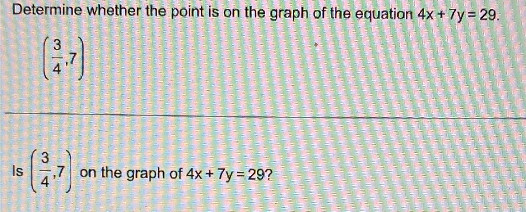 Solved Determine whether the point is on the graph of the | Chegg.com