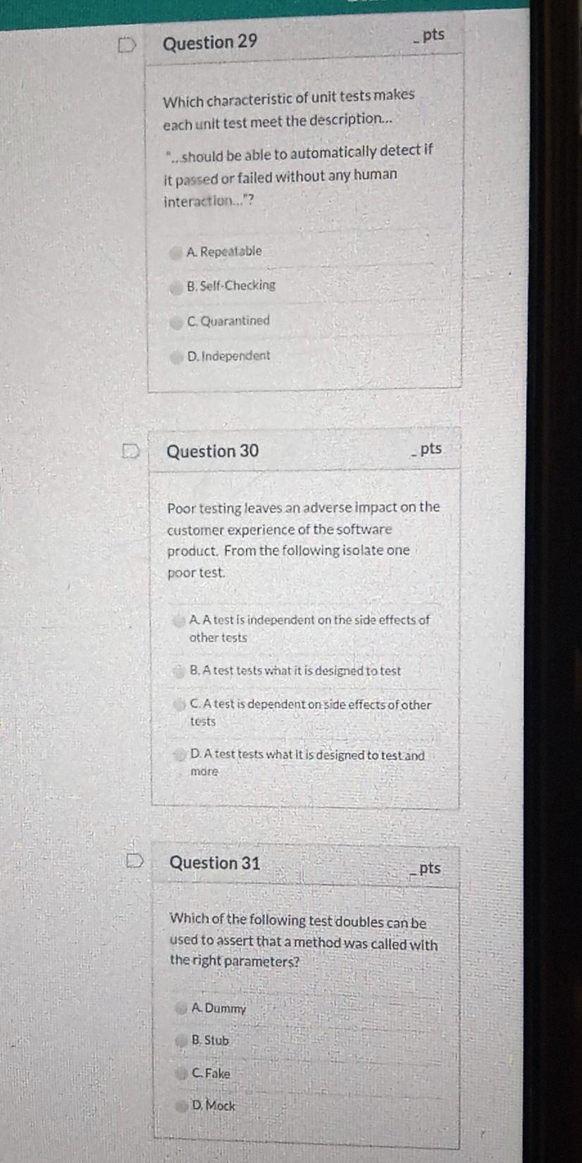 Which characteristic of unit tests makes each unit | Chegg.com