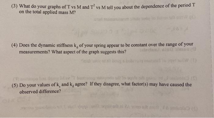 Solved (3) What do your graphs of T vs M and Tº vs M tell | Chegg.com