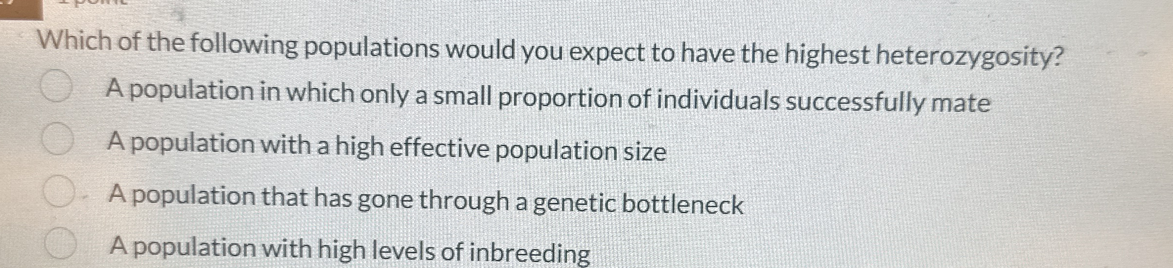 Solved Which of the following populations would you expect | Chegg.com