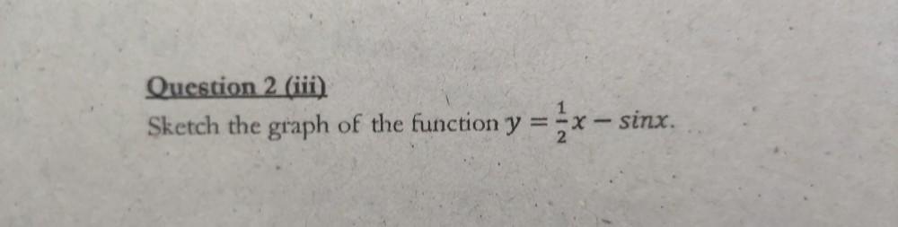 Solved Sketh the graph of the function y=(1/2)x - sinx. | Chegg.com