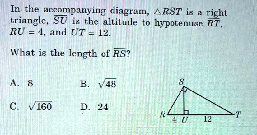 Solved In the accompanying diagram, ????RST ﻿is a right | Chegg.com