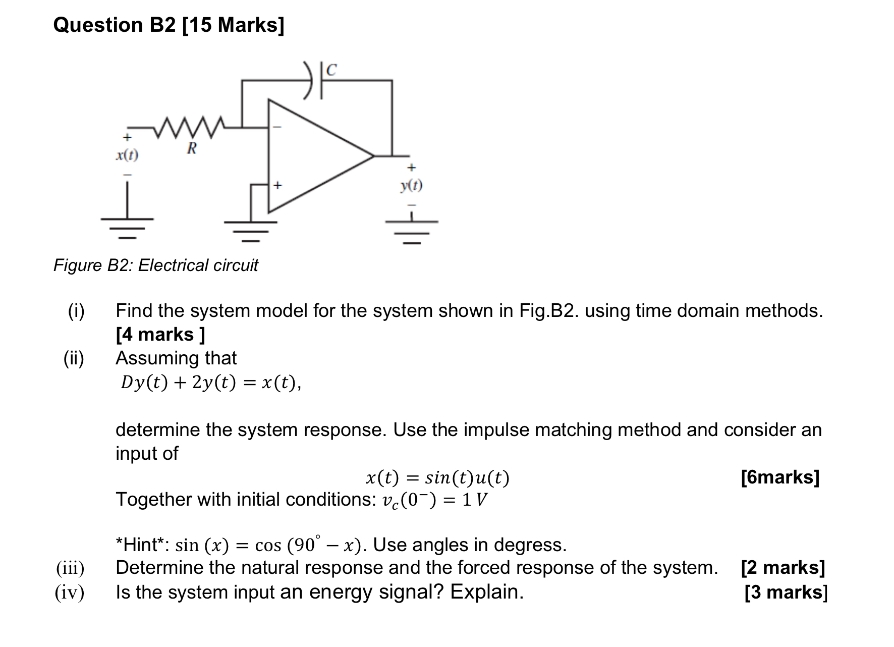 Solved Question B2 [15 ﻿Marks]Figure B2: Electrical | Chegg.com