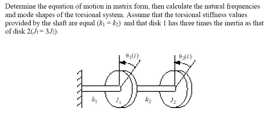 Determine the equation of motion in matrix form, then | Chegg.com