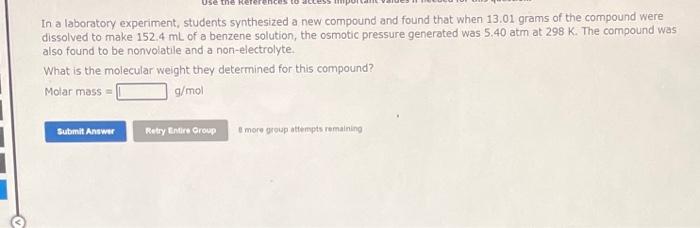 Solved In a laboratory experiment, students synthesized a | Chegg.com