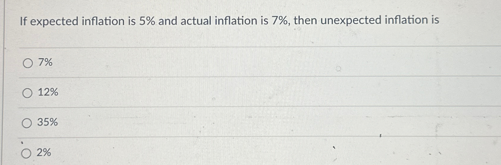 Solved If expected inflation is 5% ﻿and actual inflation is | Chegg.com