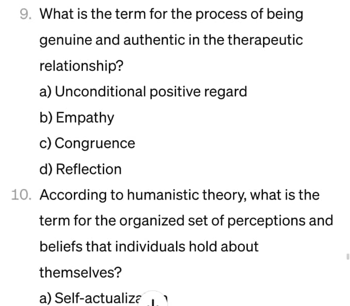 Solved What is the term for the process of being genuine and | Chegg.com