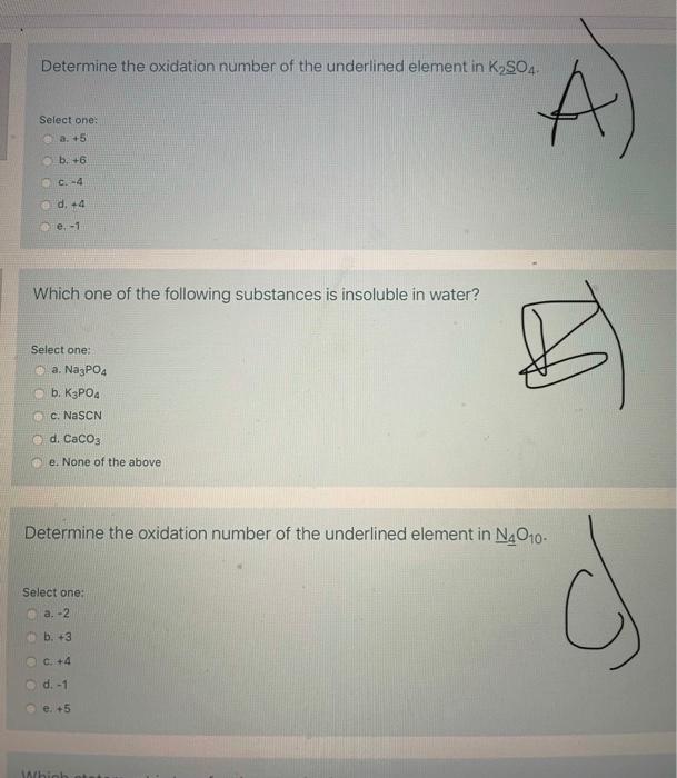 Solved Determine The Oxidation Number Of The Underlined