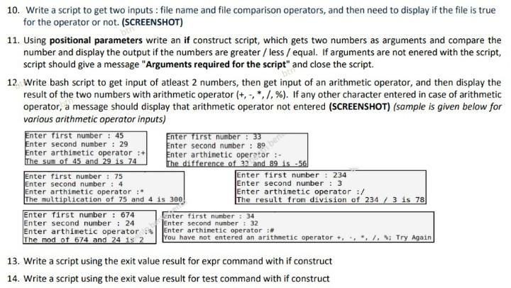 Solved 10. Write a script to get two inputs : file name and | Chegg.com