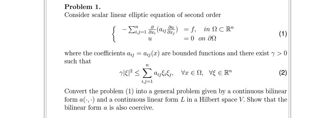 Solved Problem 1. Consider scalar linear elliptic equation | Chegg.com