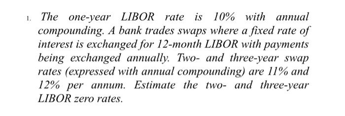 Solved 1. The one-year LIBOR rate is 10% with annual | Chegg.com