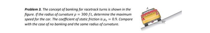 Solved Problem 3. The concept of banking for racetrack turns | Chegg.com
