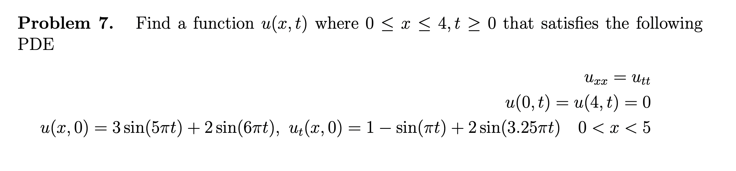 Problem 7 find A Function U X T where 0≤x≤4 T≥0