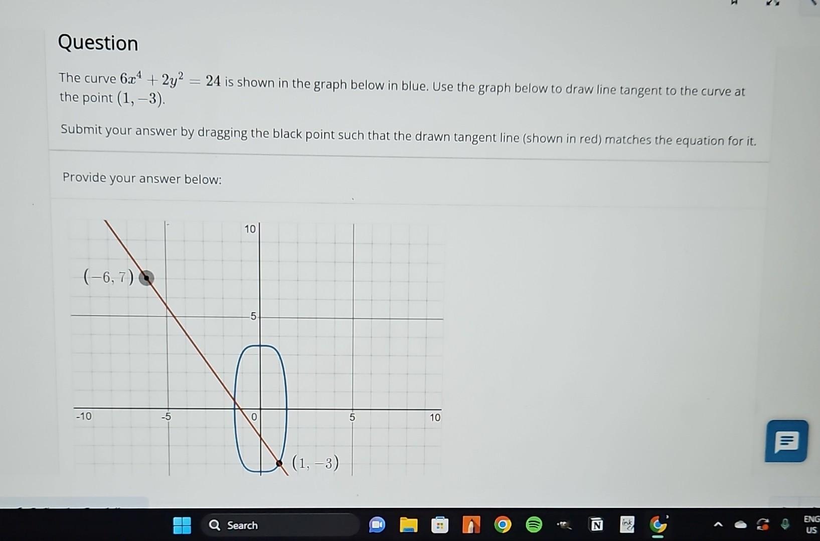 Solved The curve 6x4+2y2=24 is shown in the graph below in | Chegg.com