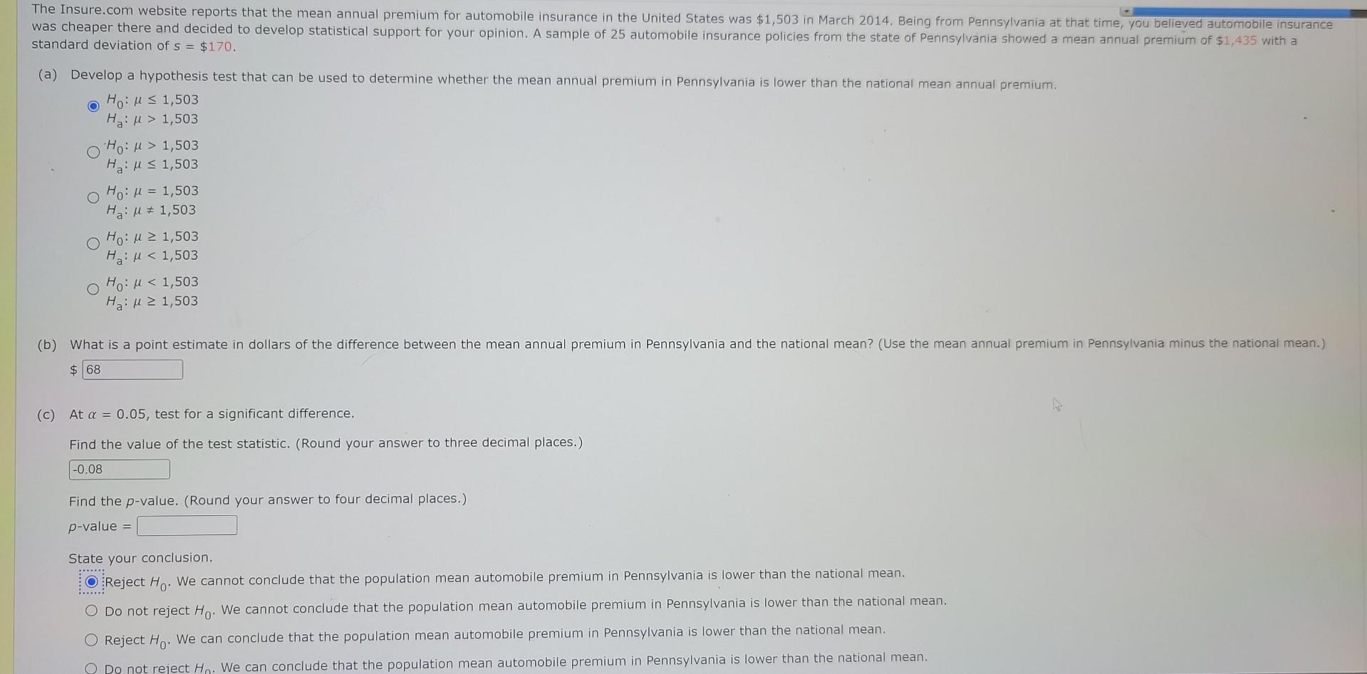 Solved standard deviation of s=$170. | Chegg.com
