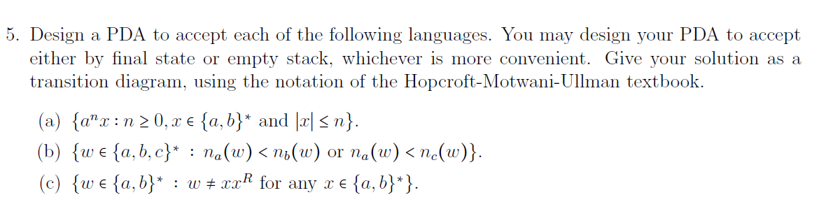 Solved Design a PDA to accept each of the following | Chegg.com