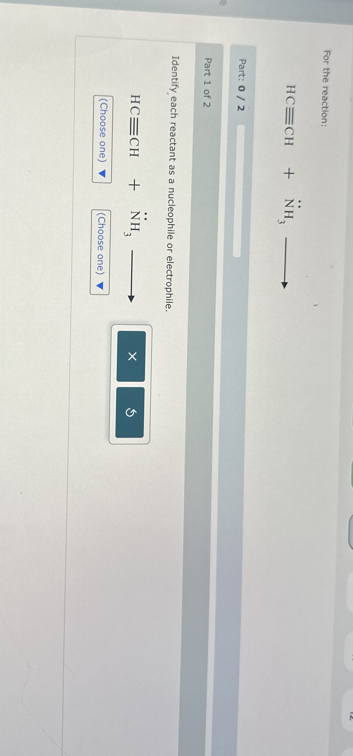 Solved For the reaction:HC-=CH+N¨H3longrightarrowPart: | Chegg.com