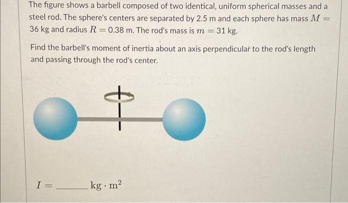 Solved The figure shows a barbell composed of two identical, | Chegg.com